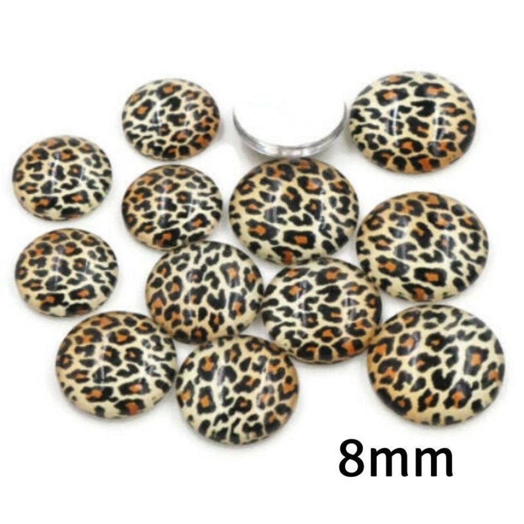 8mm Leopard Cabochons 8mm Animal Skin Pattern Cabochons 8mm Round ...