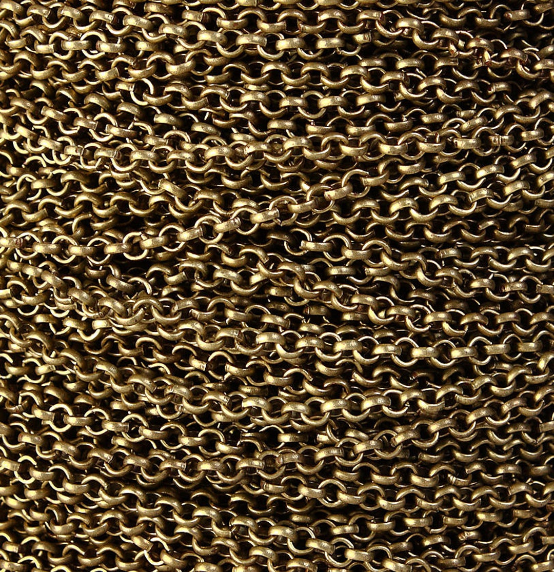 2mm Antique Brass Cross Chain Unsoldered - 2mm Rolo Chain - Lead Free ...