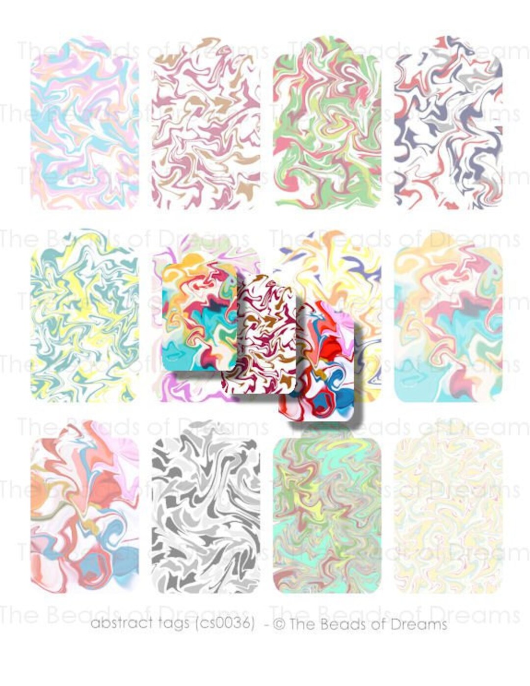 Printable Digital Collage Sheet - Abstract Tags - Digital Labels ...