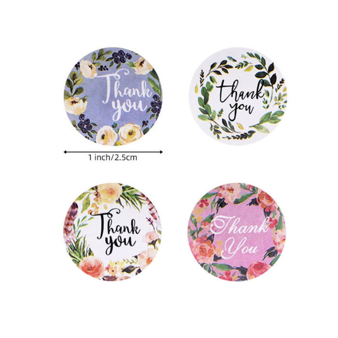 Thank You Stickers - Thank You Flowers Labels - 1" Round Labels ...