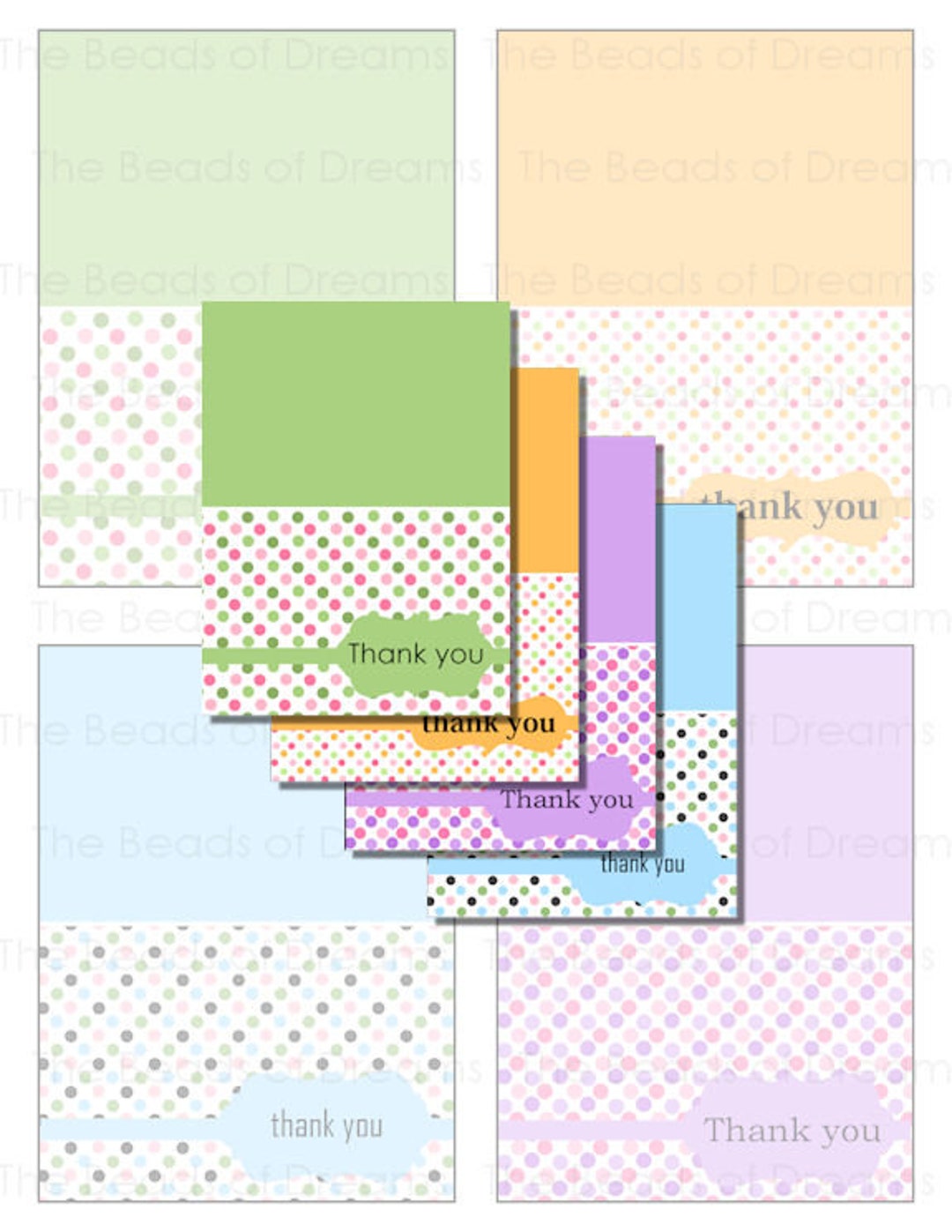 Thank You Polka Dots Foldable Cards - Printable Digital Collage Sheet ...