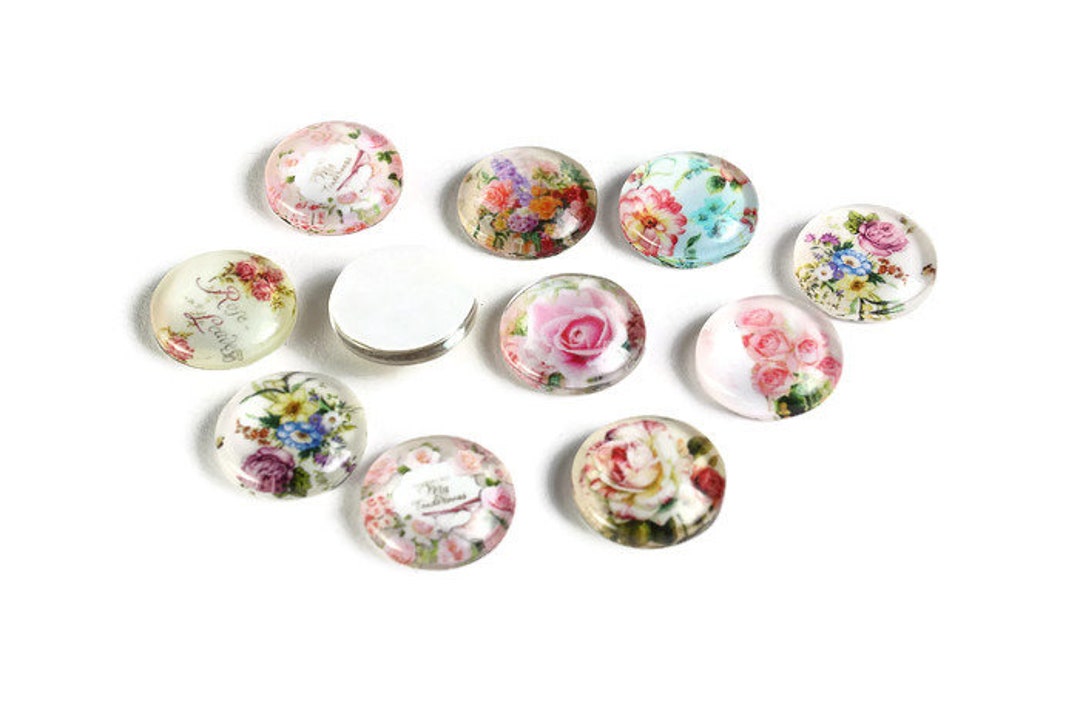 12mm Flower Cabochons 12mm Flat Round Cabochons 12mm Glass Cabochon ...