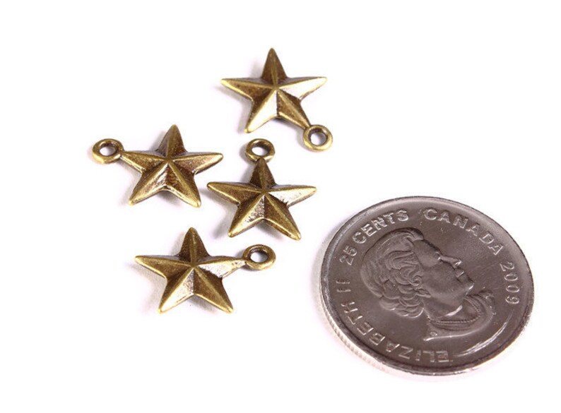 Antique Brass Star Pendant Antique Brass Star Charm 3d - Etsy