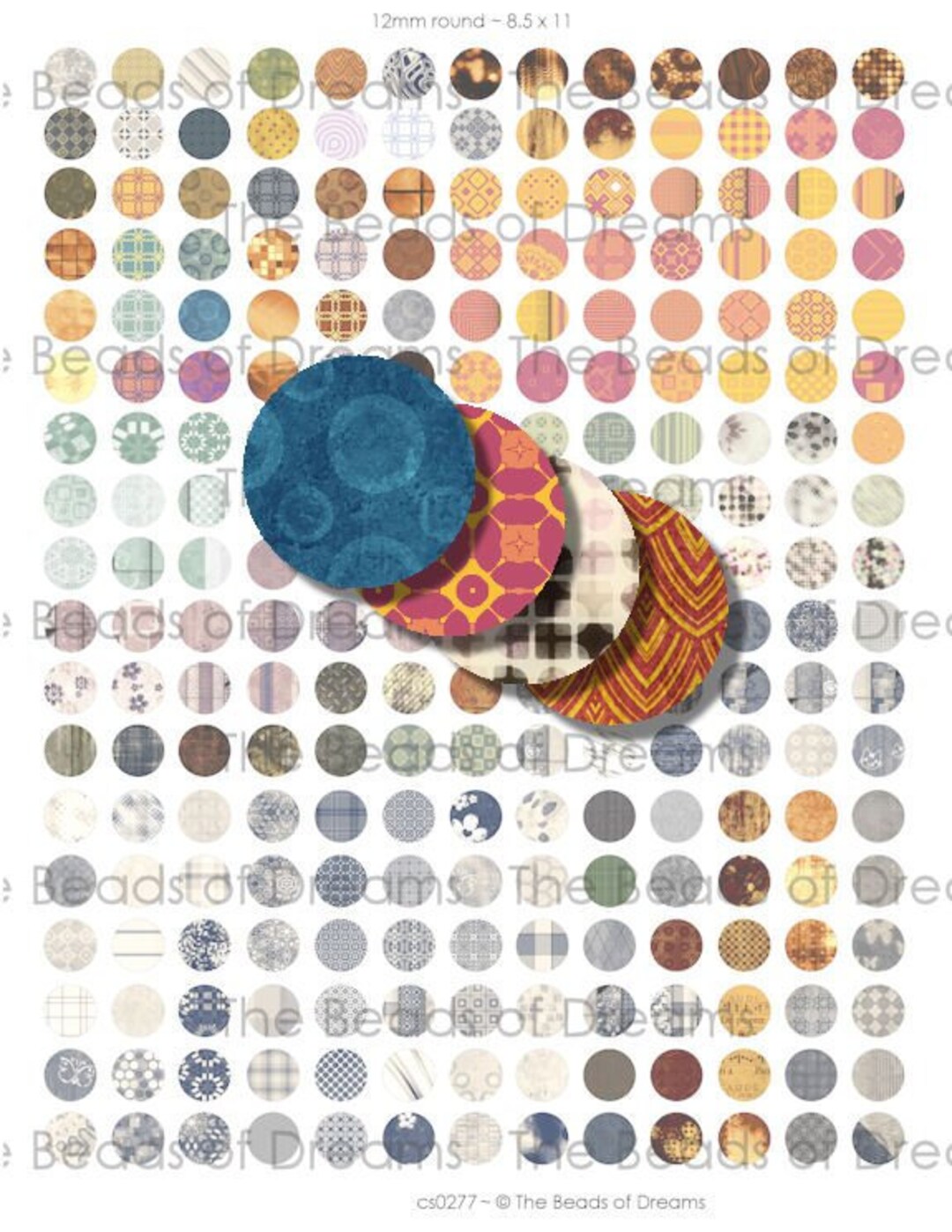 234 12mm Circle Round Mixed Color - Printable Digital Collage Sheet ...