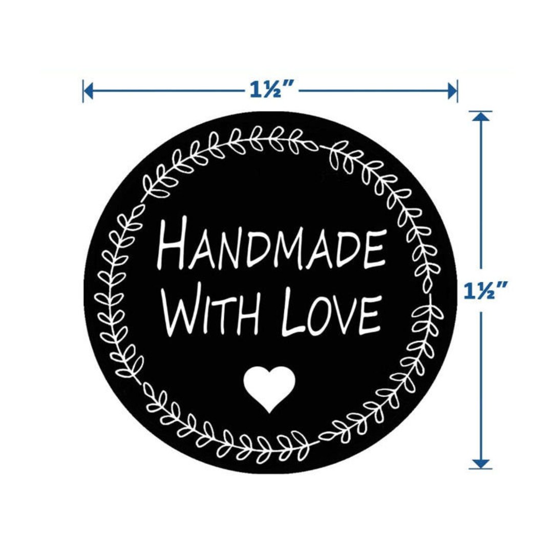 Handmade With Love Stickers - Handmade With Love Labels - 1.5" Round ...