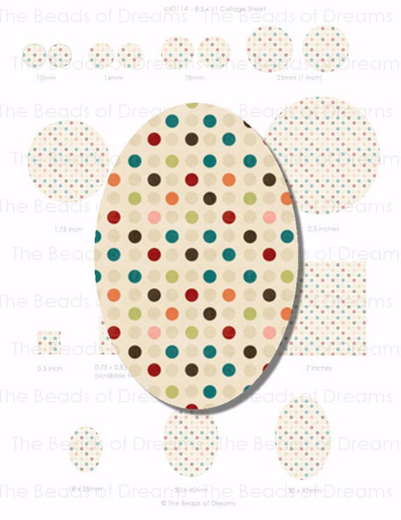 Multicolor Polka Dots Digital Collage Sheet Printable | Etsy