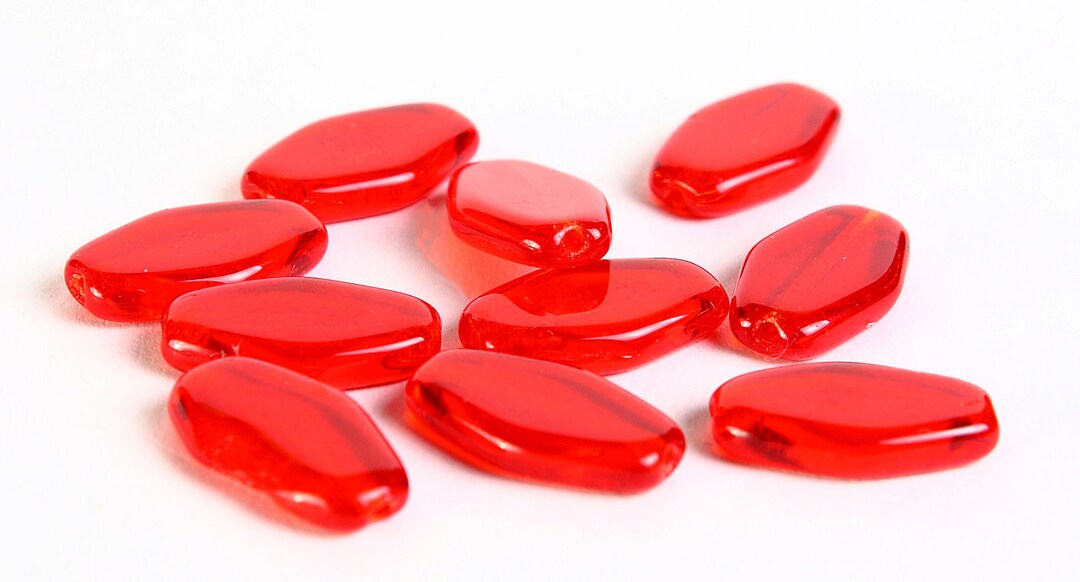 Red Czech Beads - Red Oval Glass Beads - 14mm X 8mm (061) - Etsy
