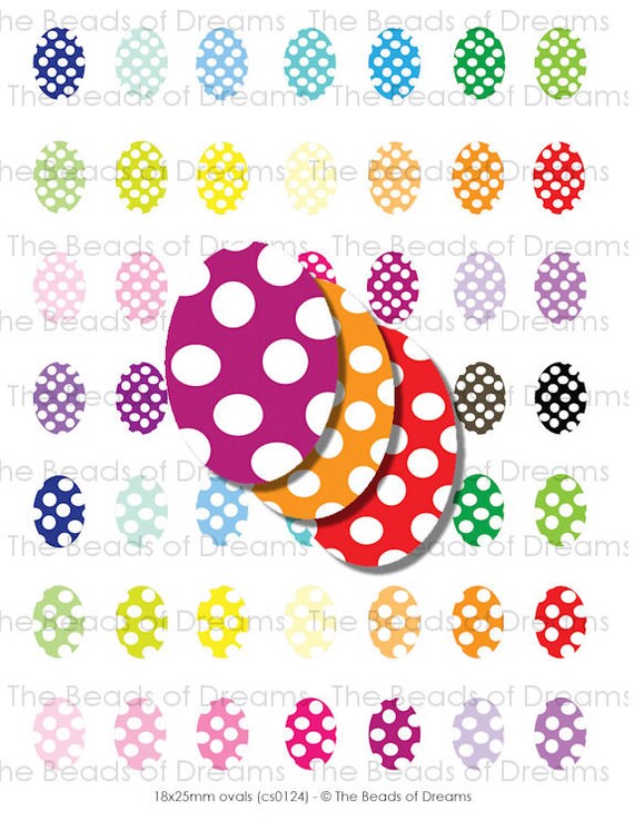 18x25mm Oval Mixed Color Bumpy Polka Dot Digital Collage | Etsy