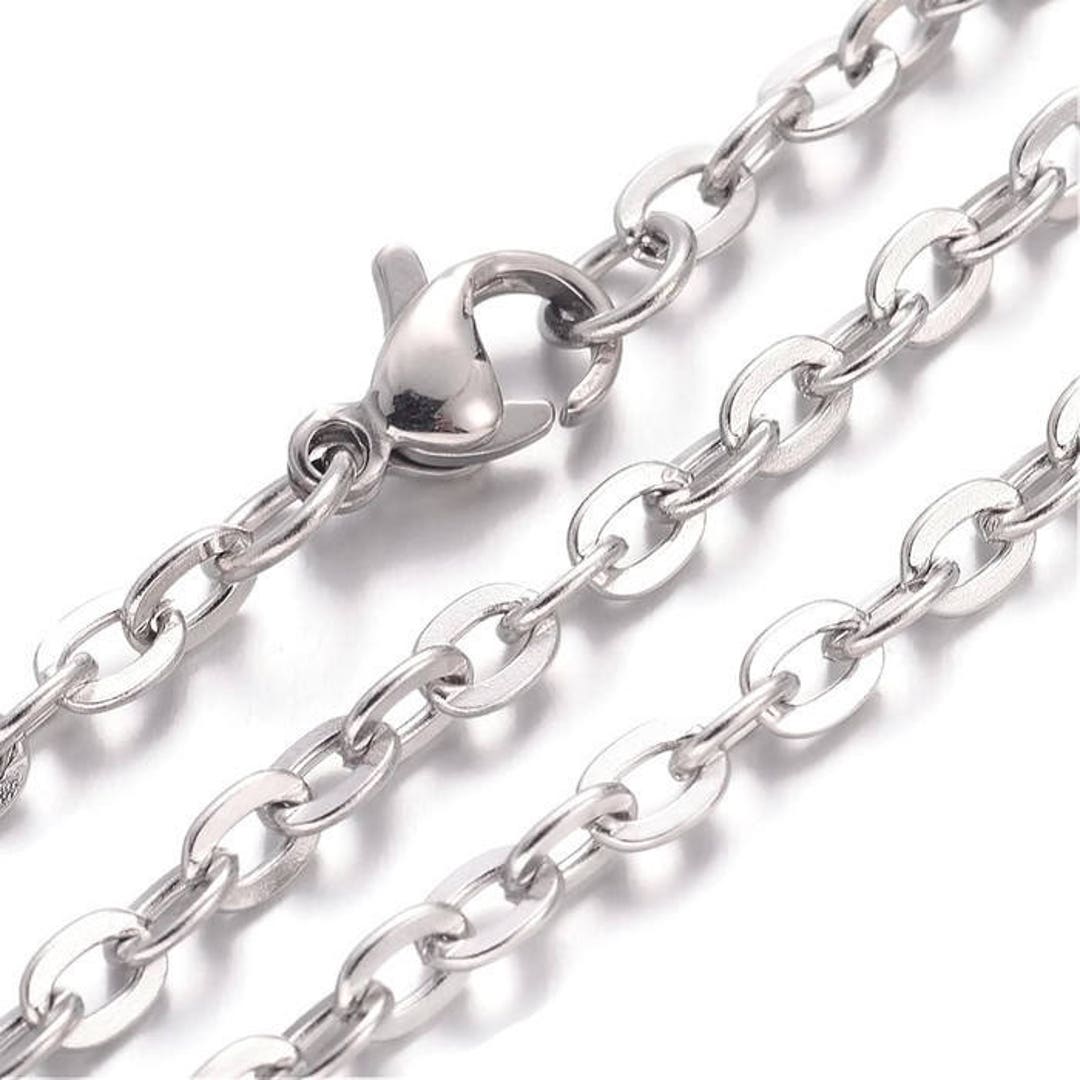 Stainless Steel Necklace 20 Fine Chain 2.5mm X 2mm Cross Chains With ...