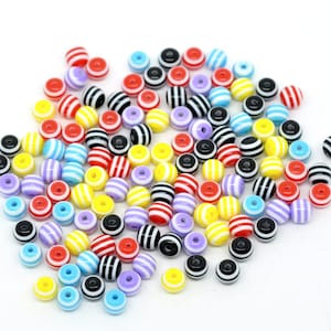 6mm mixed color striped beads 6mm resin beads 6mm coloful | Etsy