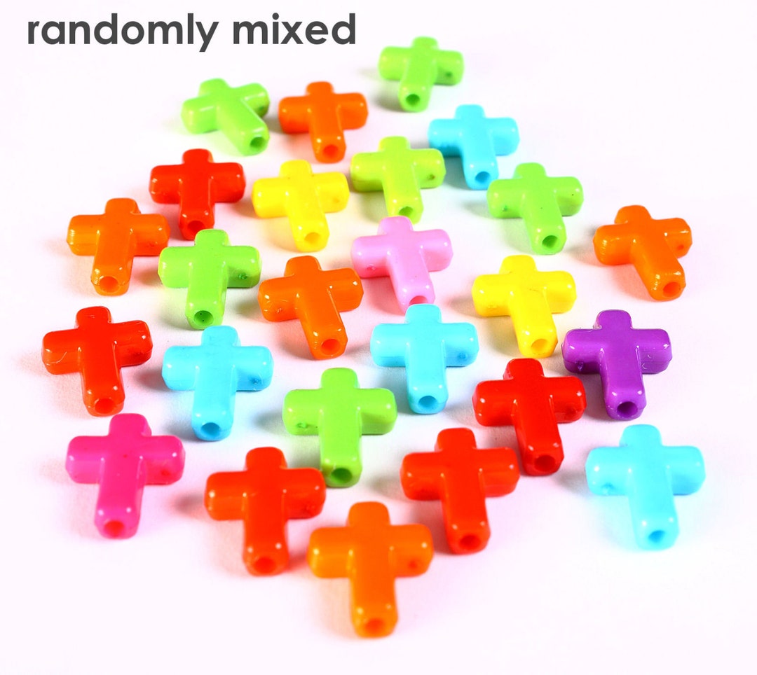 16mm Mixed Color Cross Mix Color Cross Pendant Multicolor Cross Beads ...