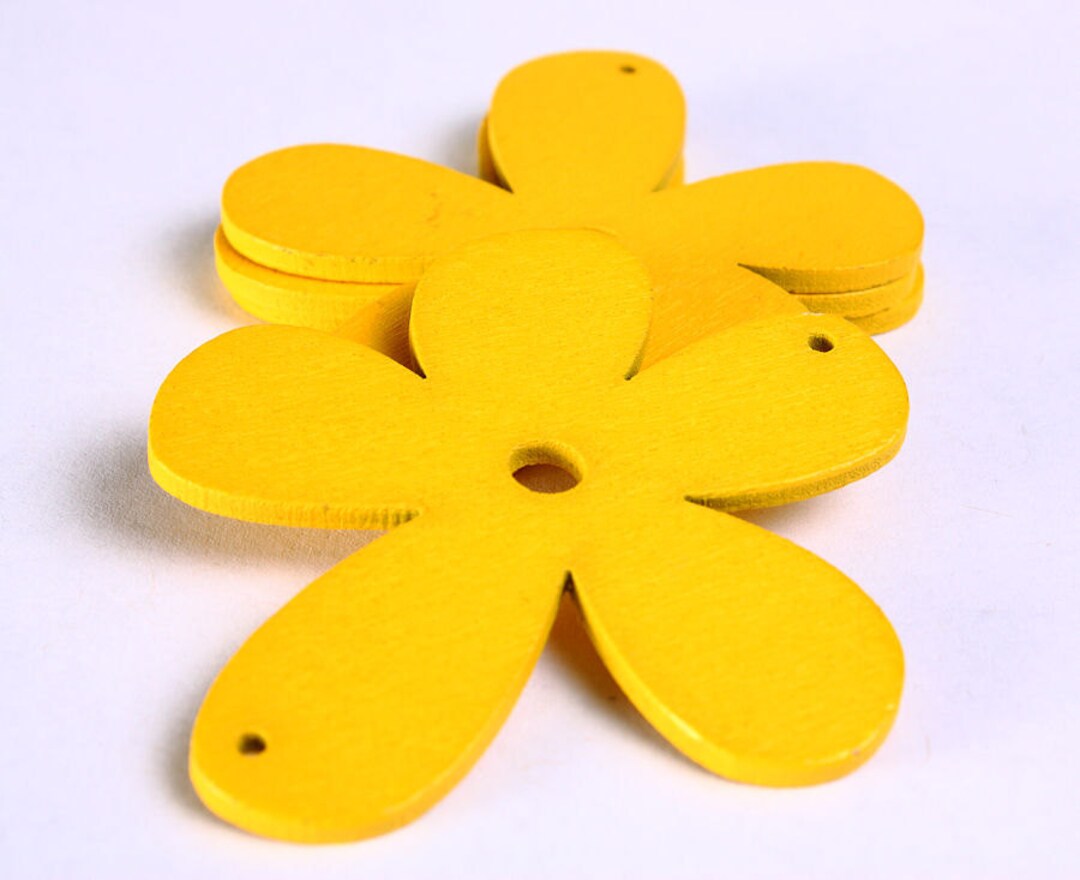 57mm Yellow Flower Pendant - 57mm Wood Pendant - Color is Not Perfect ...