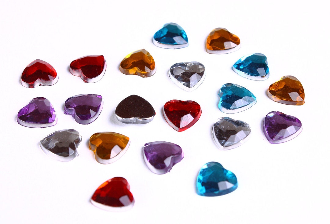 8mm Heart Cabochon - 8mm Faceted Heart Cabochon - Mixed Color Cabochons ...