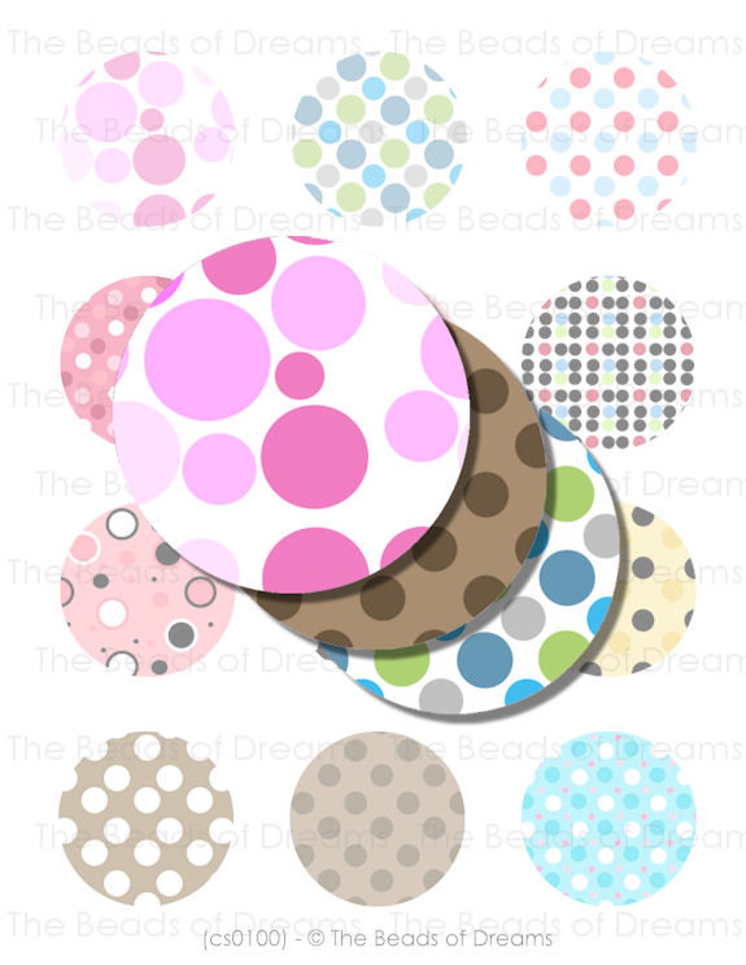 2 Inches Polka Dots Round - Printable Digital Collage Sheet - for ...
