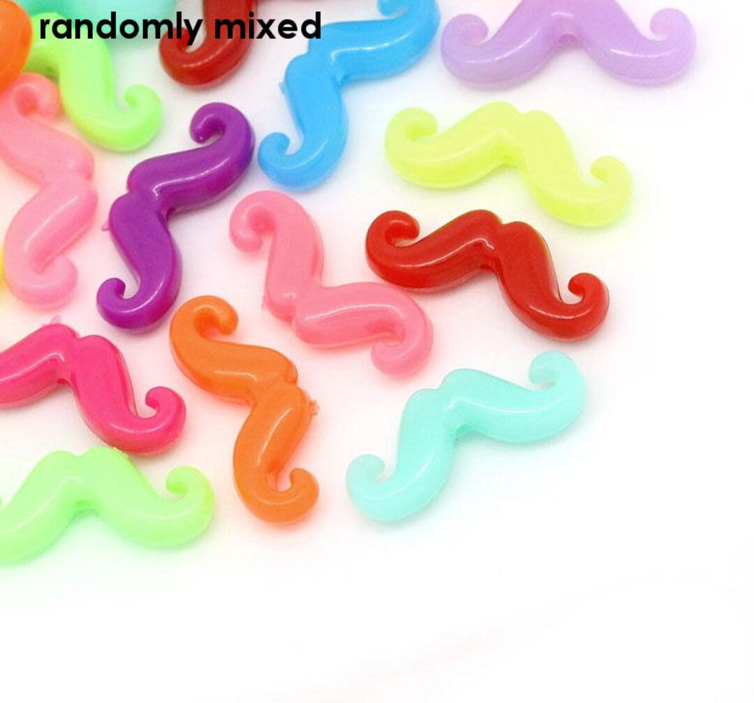 Mixed Color Mustache Bead - Mixed Color Mustache Charm - 3D Beads ...