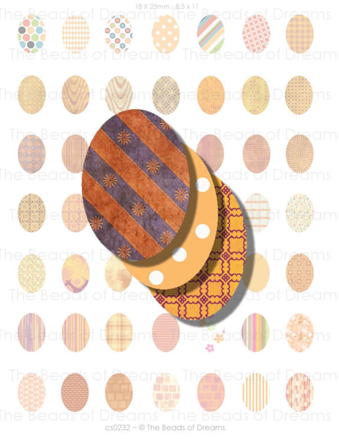 18x25mm Oval Orange - Printable Digital Collage Sheet - Digital Labels ...