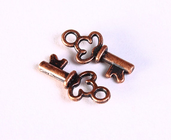 16mm Antique Copper Petite Key Charm 16mm Antique Copper Key | Etsy
