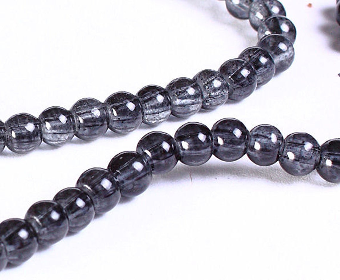 4mm dark grey beads 4mm dark gray round beads 4mm glass | Etsy