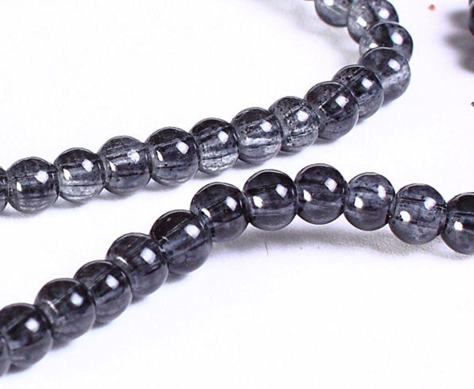 4mm dark grey beads 4mm dark gray round beads 4mm glass | Etsy