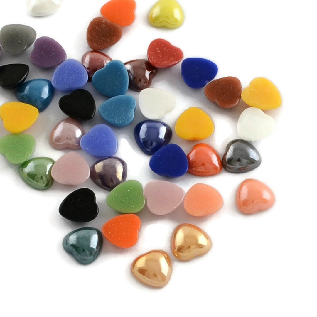 6mm Heart Cabochons Mixed Color Cabochon Heart Glass - Etsy