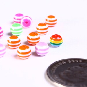 6mm Mixed Color Striped Beads - 6mm Resin Beads - 6mm Coloful Beads ...