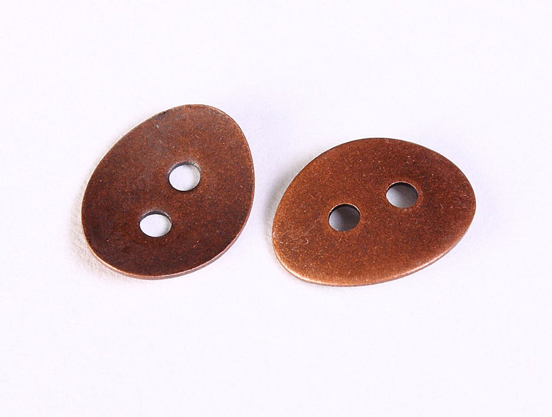 Antique Copper Button - Metal Button - Oval Button - 2 Holes Button ...