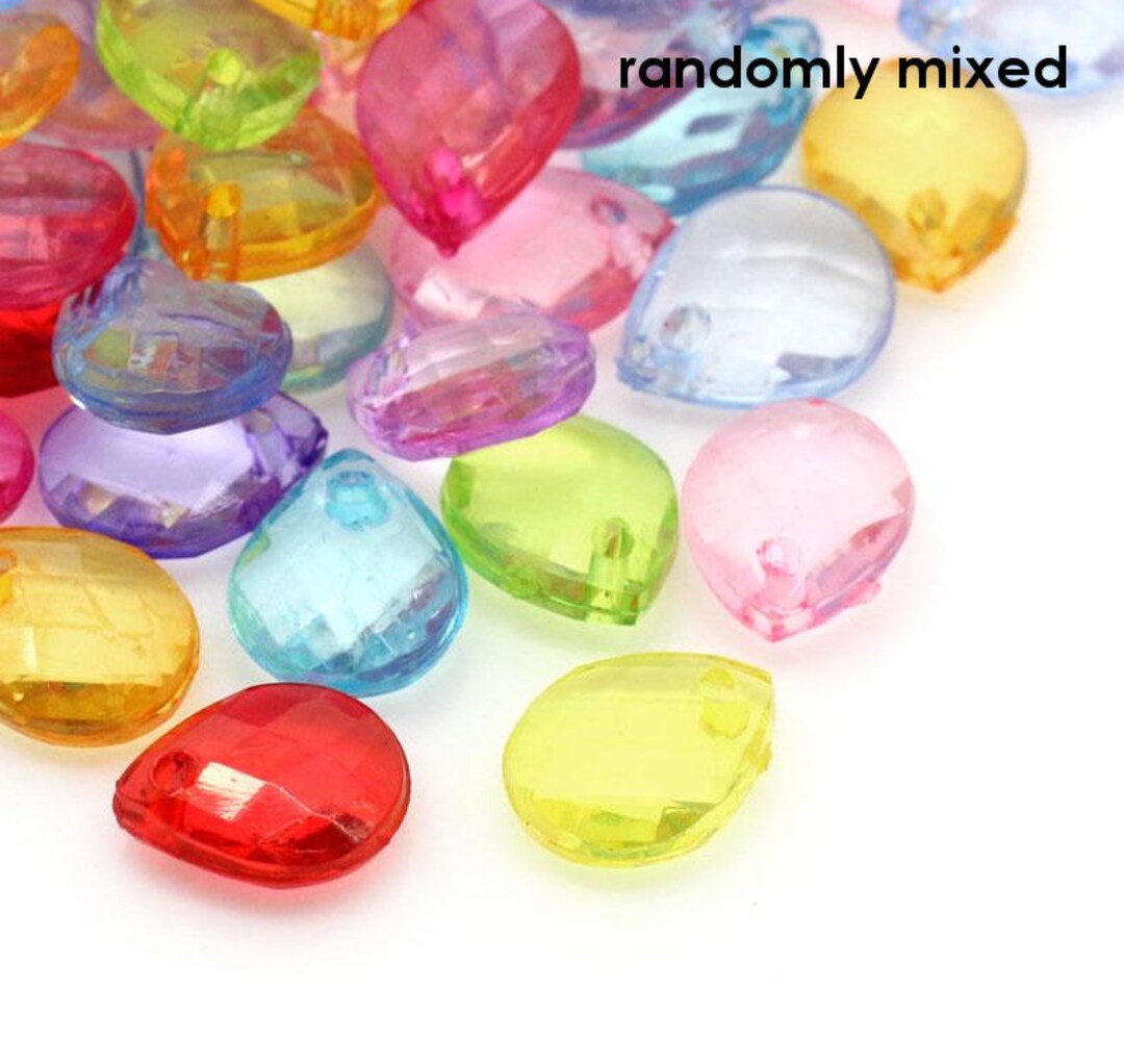 10mm Mixed Color Teardrop Charms 10mm Tear Drop Charms Faceted Charms ...
