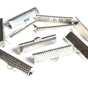25mm Silver Ribbon End - Ribbon Crimp End Clamp - Ribbon Clip - Ribbon ...