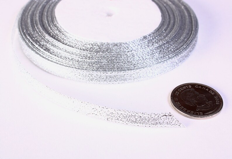 6mm Sparkle Silver Ribbon Silver Spool Ribbon Full Spool - Etsy