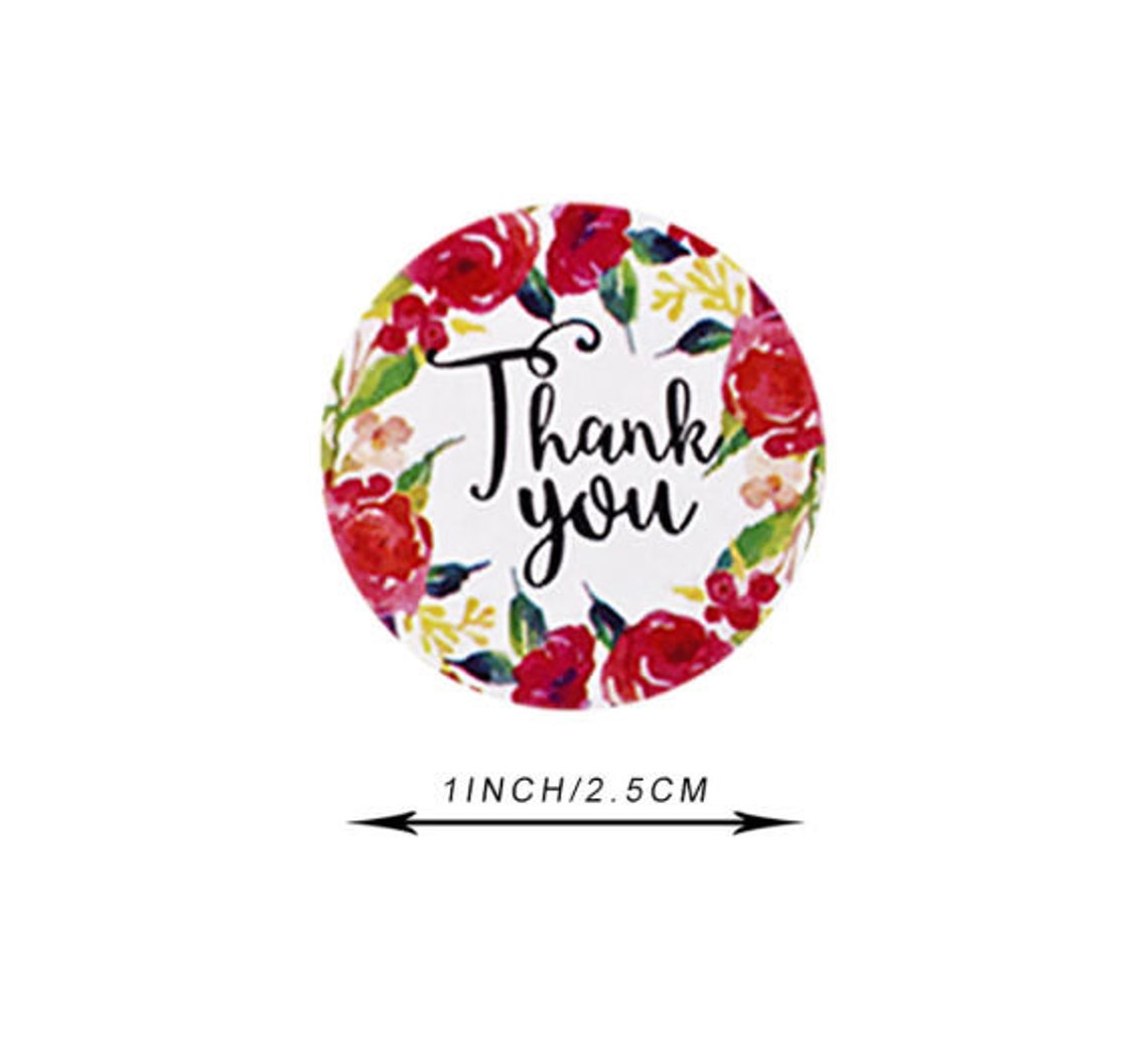 Thank You Stickers Thank You Flowers Labels 1 Round - Etsy