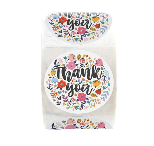 Thank You Stickers Thank You Flowers Labels 1 Round - Etsy