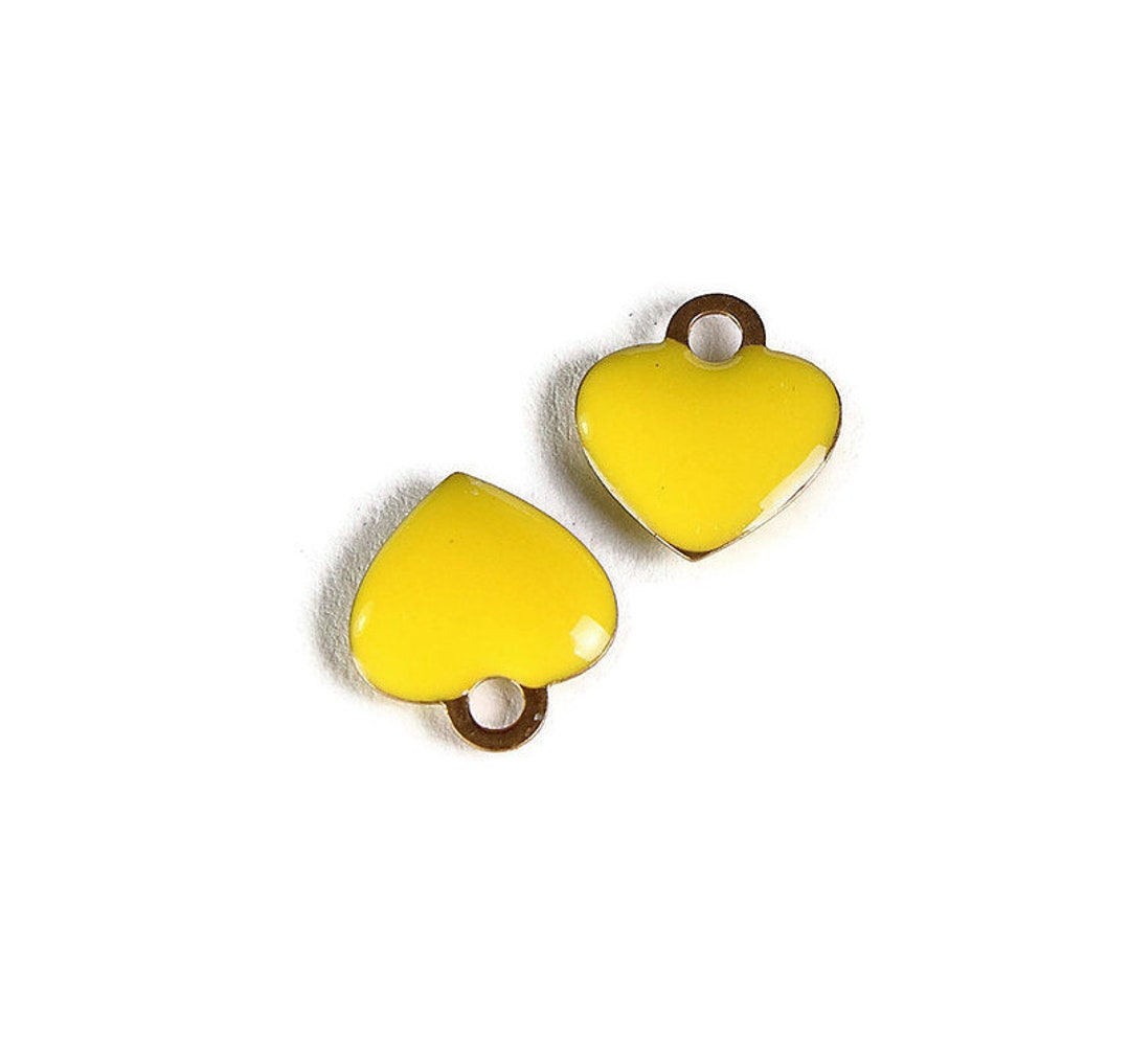 Yellow Heart Charms Brass Charms With Enamel Gold Plated - Etsy