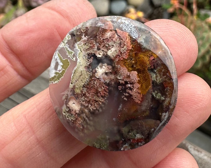 Round Moss Agate. Big Stone. Moss Agate Cabochon. Green Stones ...