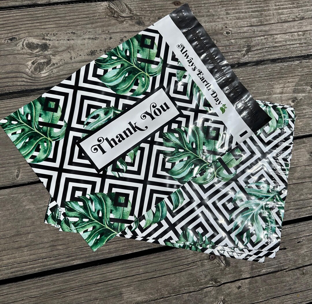 10 or 20 Count. 10x13 Poly Mail Bag. Tropical Leaves Mailer. Geometric ...