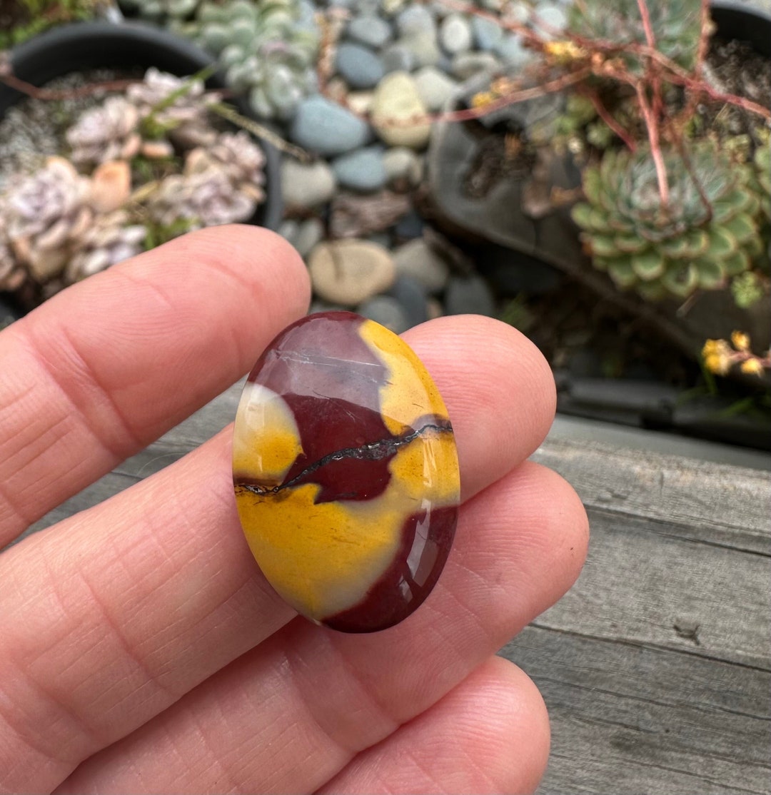 Australian Mookaite Cabochon. Oval Mookaite. Red and Yellow Stones. Ovals Stone. Natural ...