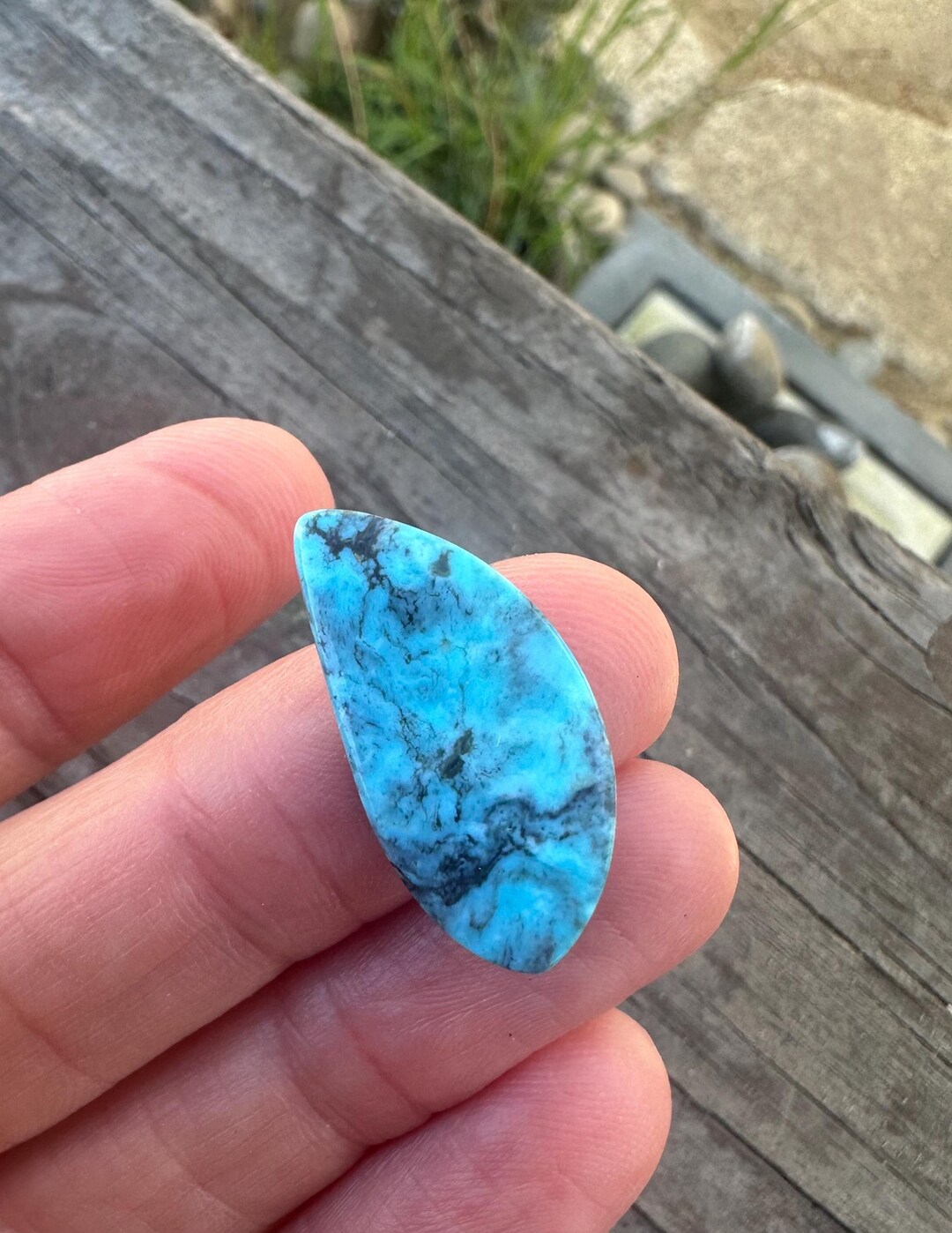 Kingman Turquoise Cabochon. Blue and Black. Turquoise Stones. Freeform ...