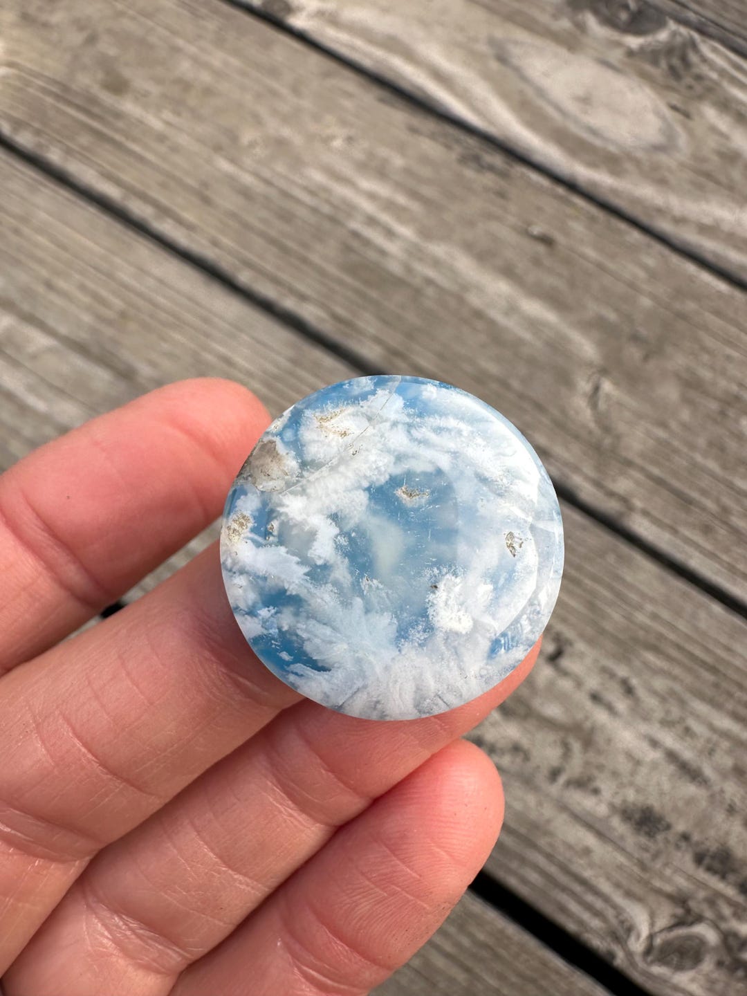 Round Plume Agate Doublet. Destash. Dendritic Stone. Plume Stones. Blue ...