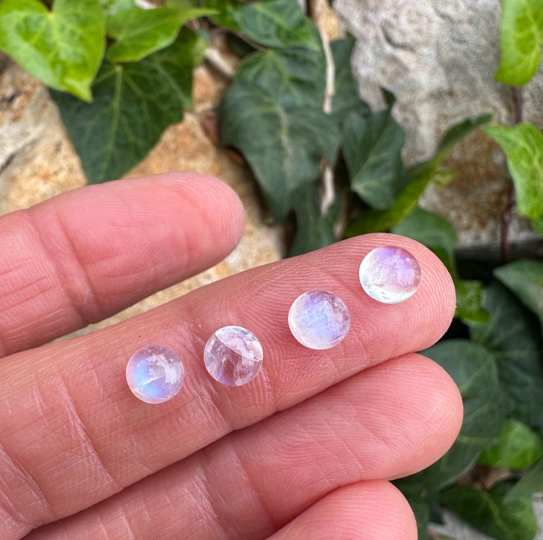 Super Saver Set. 4 Stones. Rainbow Moonstone. 6mm Tiny Cabs. Round ...