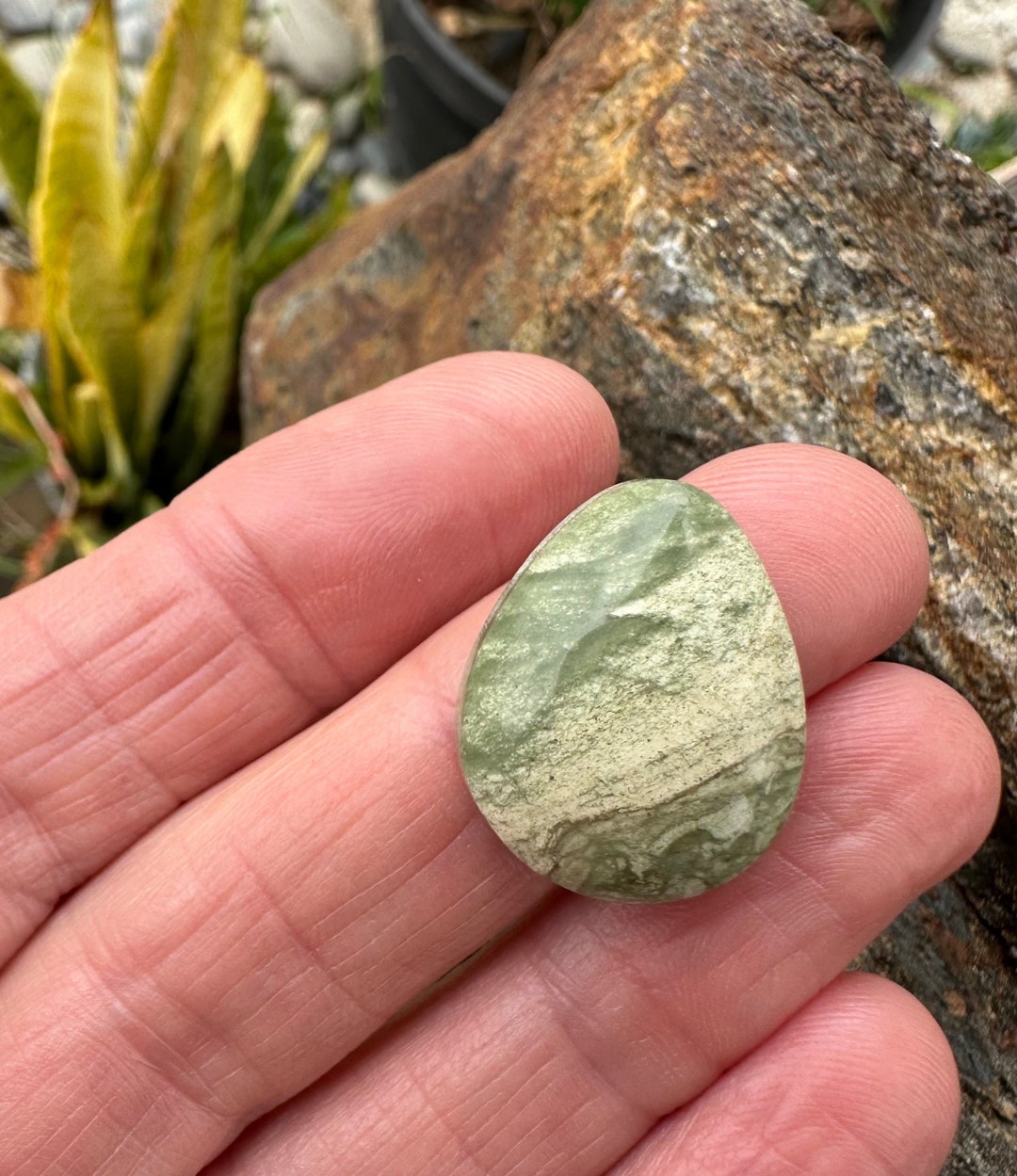 Green Jasper Cabochon. Light and Dark Green Colored Stones. Wide ...