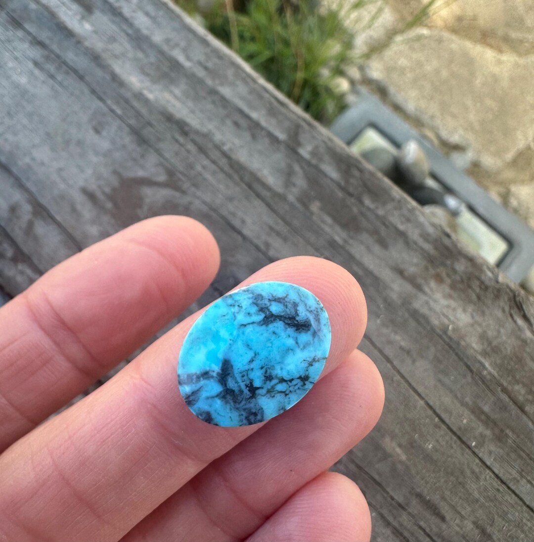 Kingman Turquoise Cabochon. Blue and Black. Oval Stones. Blue Oval ...