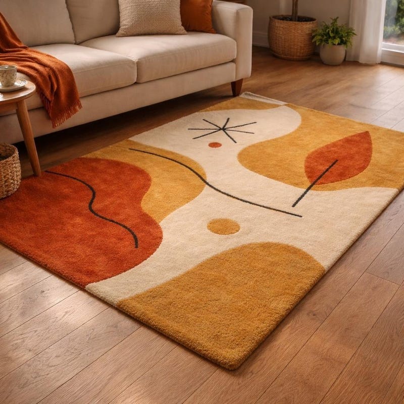 Rust Rug Mid Century - Etsy