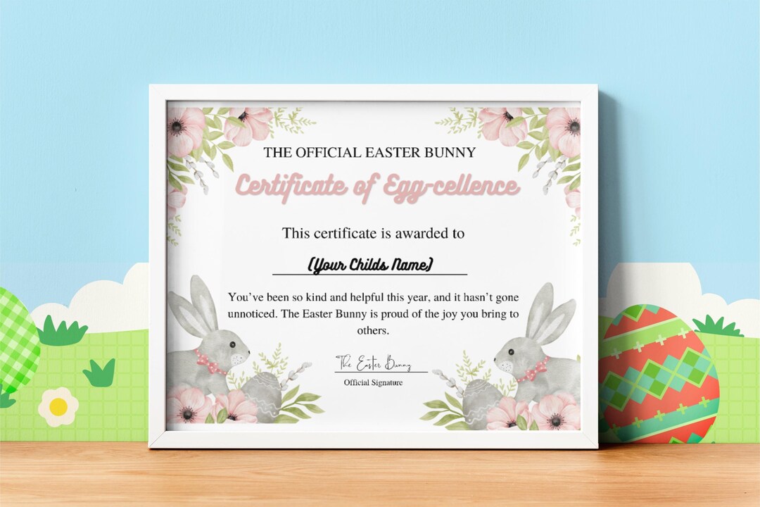 Editable Easter Certificate of Egg-cellence | Easter Bunny Award (canva ...