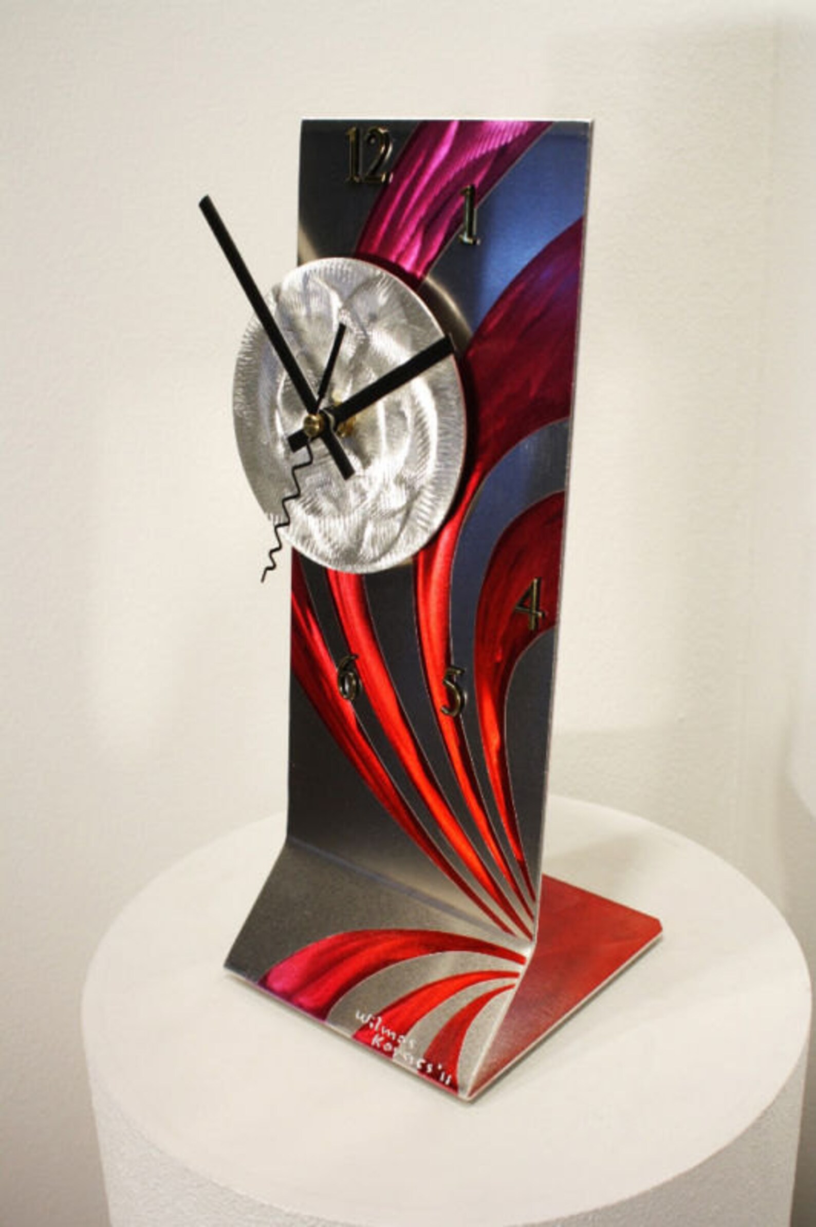 Alex Kovacs modern Art Desk Table Clock, Table Clock, Handmade Abstract ...