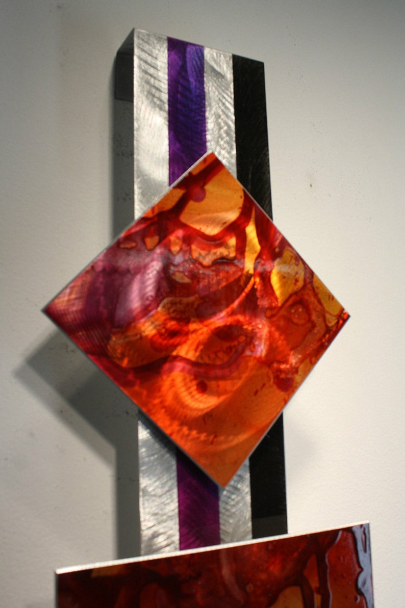 Alex Kovacs Modern Painting on Abstract Metal Sculpture Rainbow Wall ...