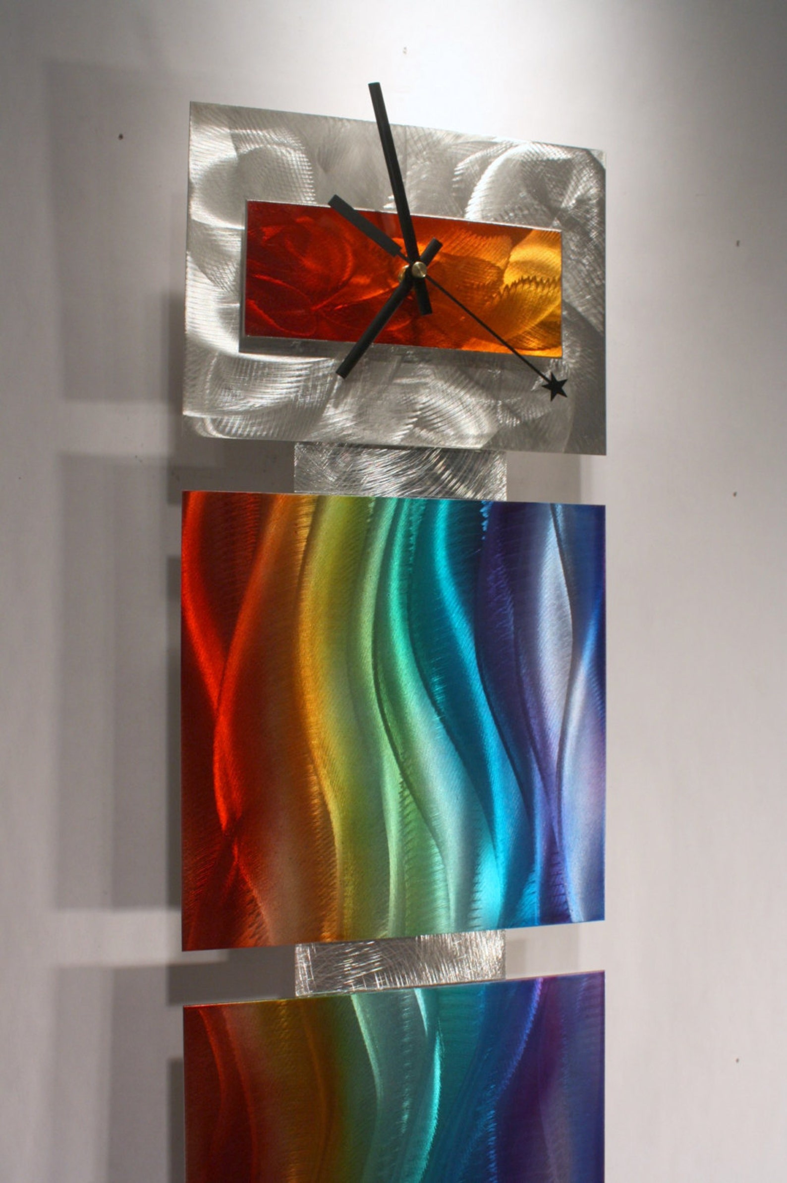Clock Modern Abstract Metal Wall Art Rainbow Sculpture Home Decor by ...