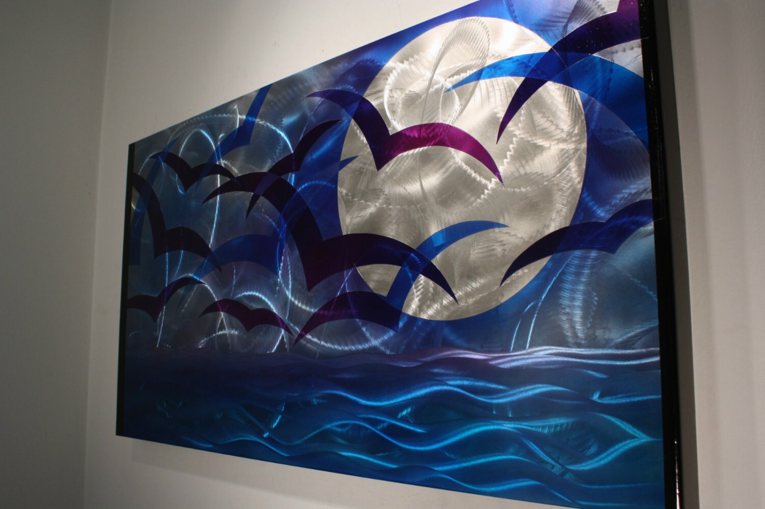 Alex Kovacs Bird Painting on Abstract Metal Sculpture Rainbow Wall Art ...