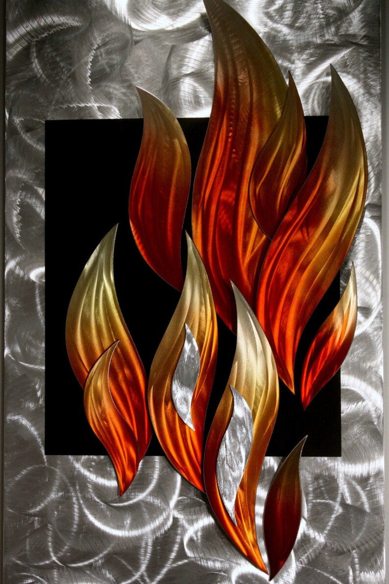Metal Art Alex Kovacs Flames Fire Abstract Metal Wall - Etsy Israel