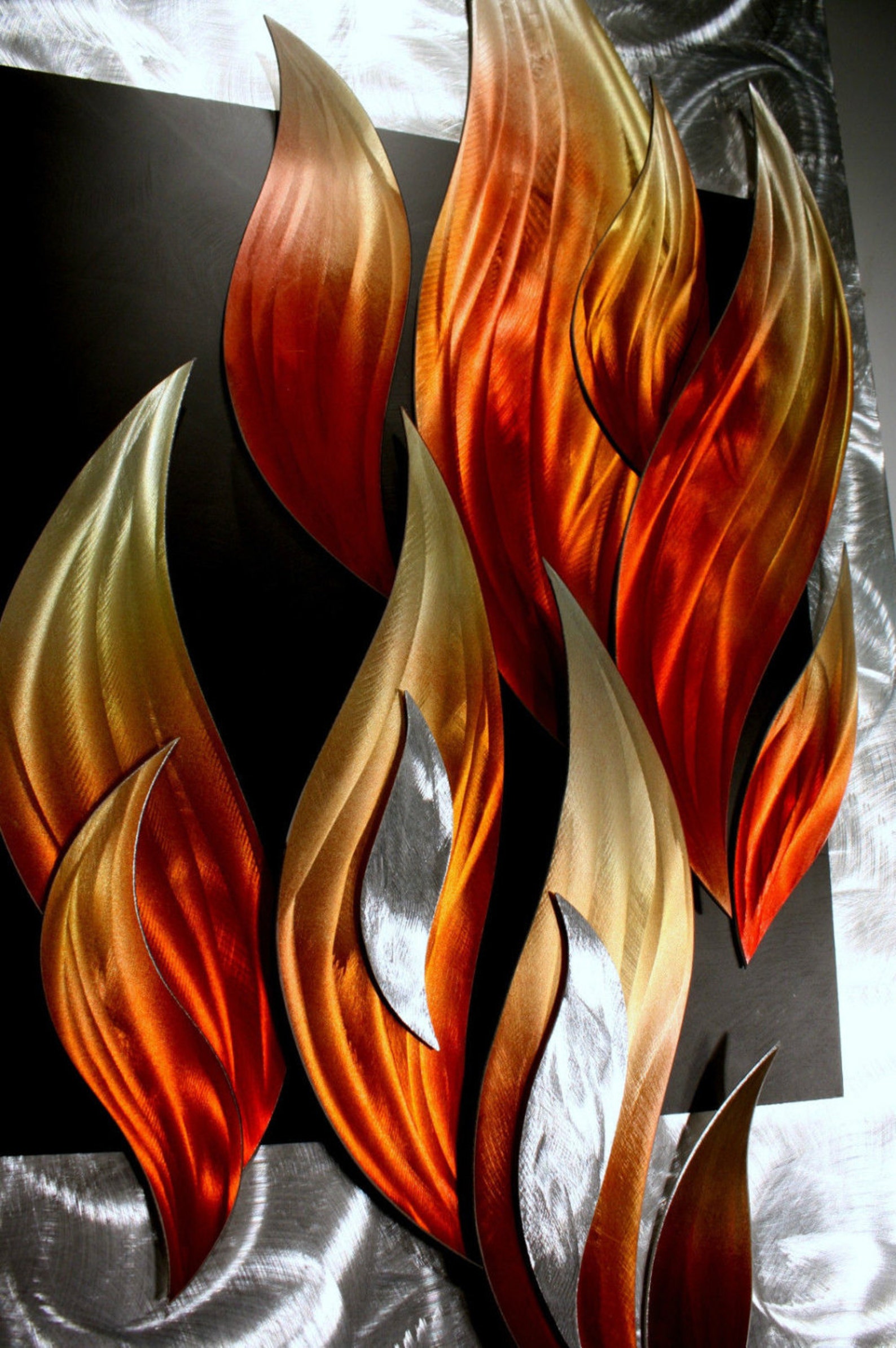 Metal Art Alex Kovacs Flames Fire Abstract Metal Wall - Etsy Israel