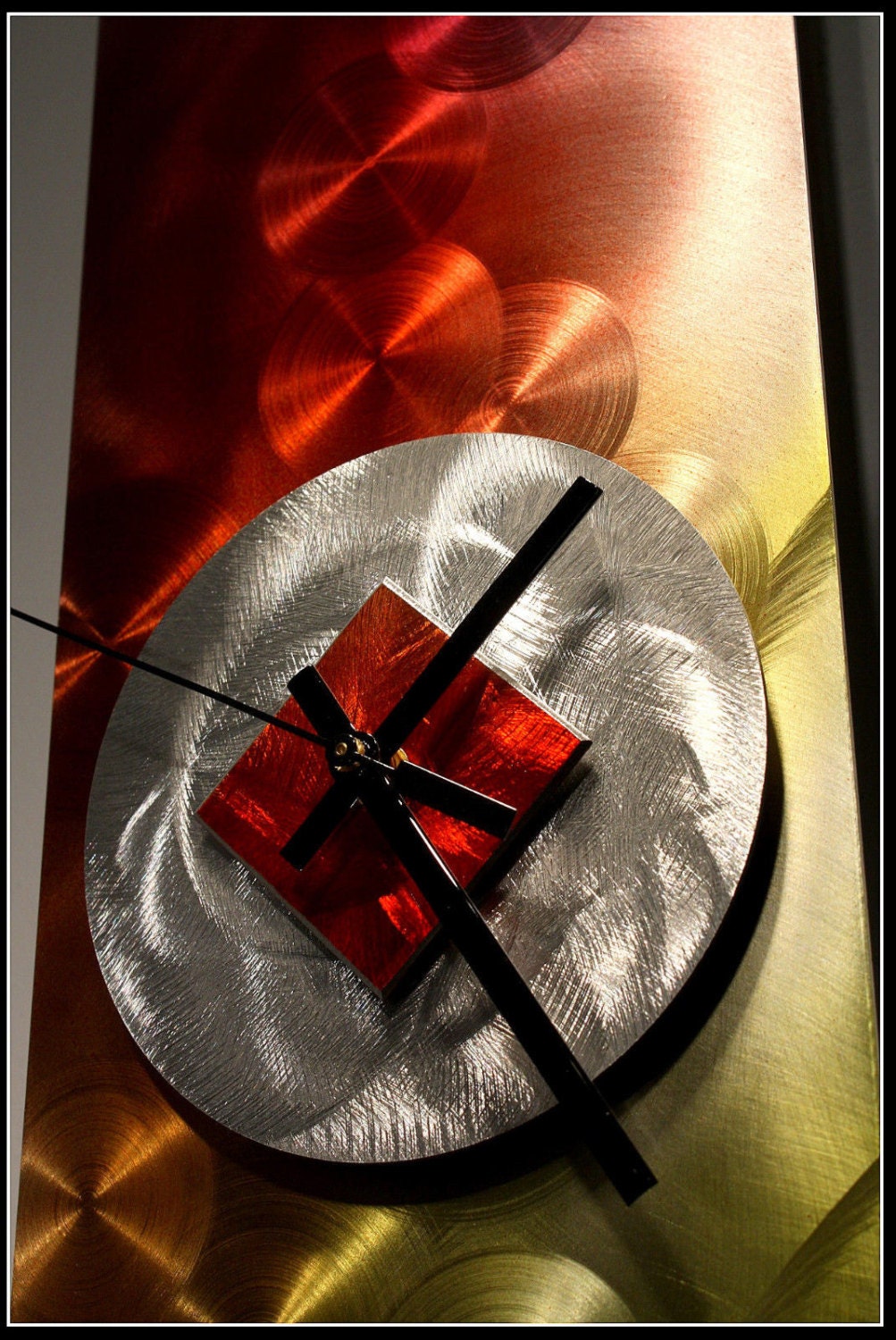 Alex Kovacs Abstract Painting on Metal Sculpture Rainbow Art Wall Clock ...