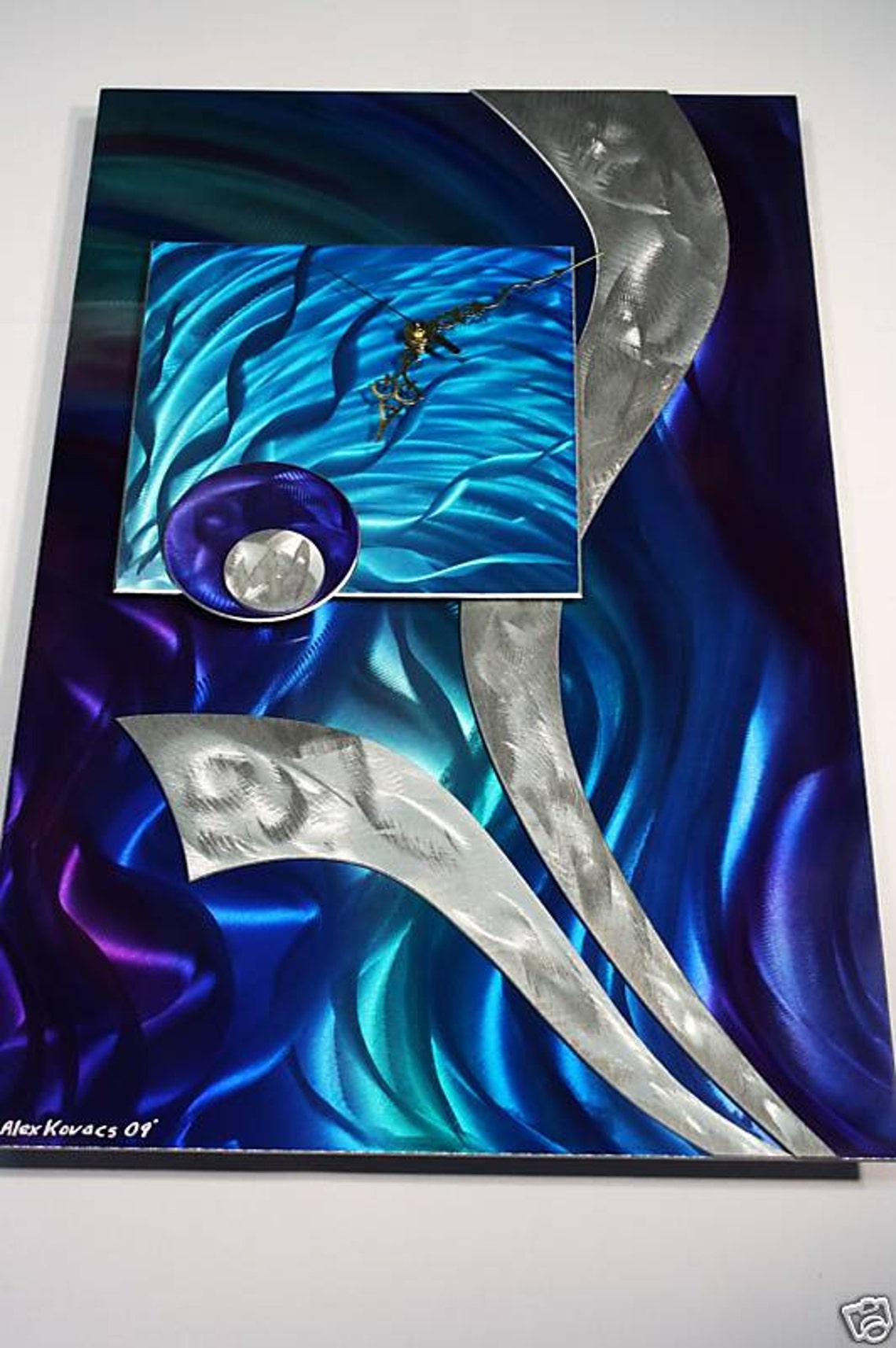 Alex Kovacs Abstract Art Painting Metal Wall Sculpture Clock Home Decor ...